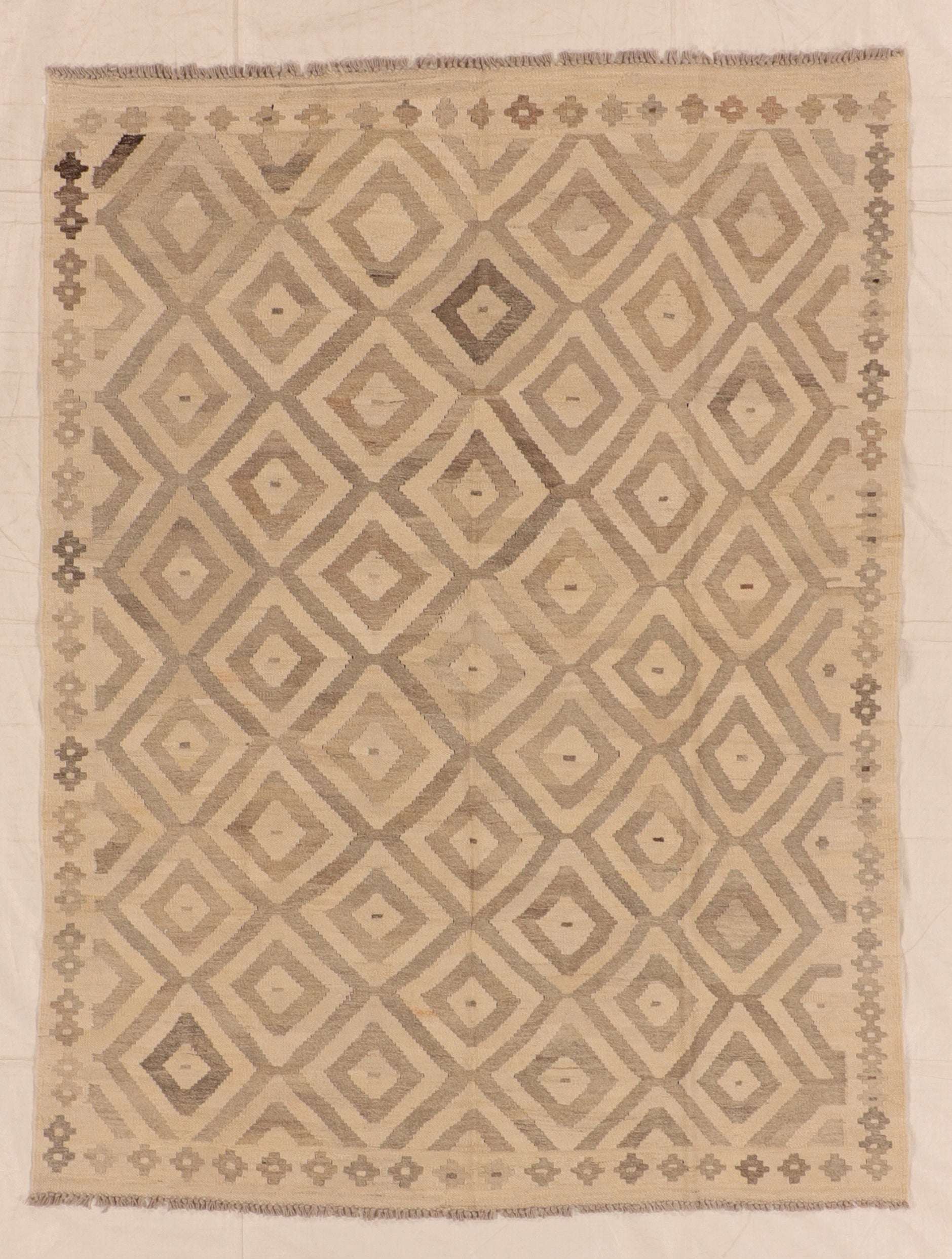 5x7 - Kilim Fine/Wool Geometric Rectangle - Hand Knotted Rug – Kismet ...